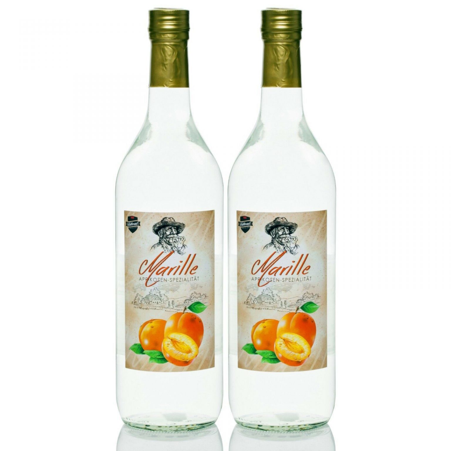 Marille 1,0L 2x Marillen- (Aprikosen) Spezialität - Kultbrand.de